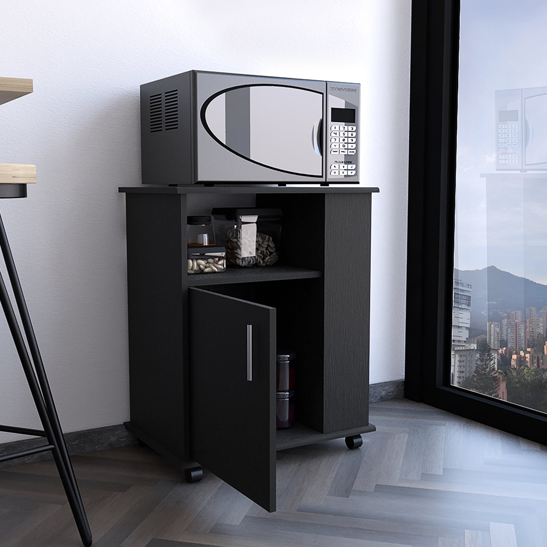Black Lower Cabinet For Microwave - Modern Design & Build With 4 ...