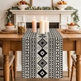 Black Lozenge Table Runner, Coastal Geometric Striped Folk Farm Beige ...
