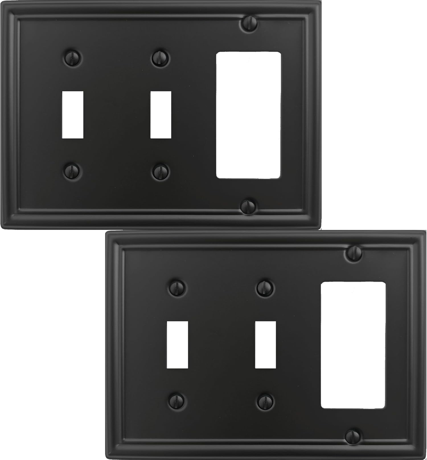 Black Luca Wall Plate, 3-Gang Double Toggle/Single Decorator Light ...