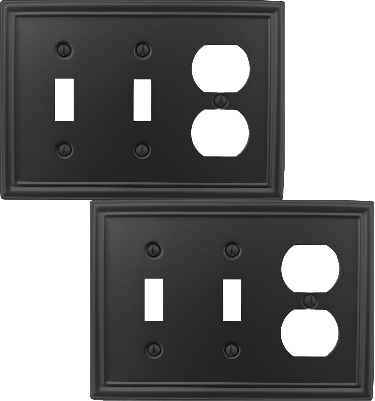 Black Luca Wall Plate, 3-Gang Double Toggle/Single Duplex Light and ...