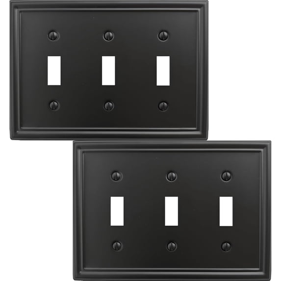 Black Luca Wall Plate, 3-Gang Triple Toggle Light Cover, 2- Modern ...