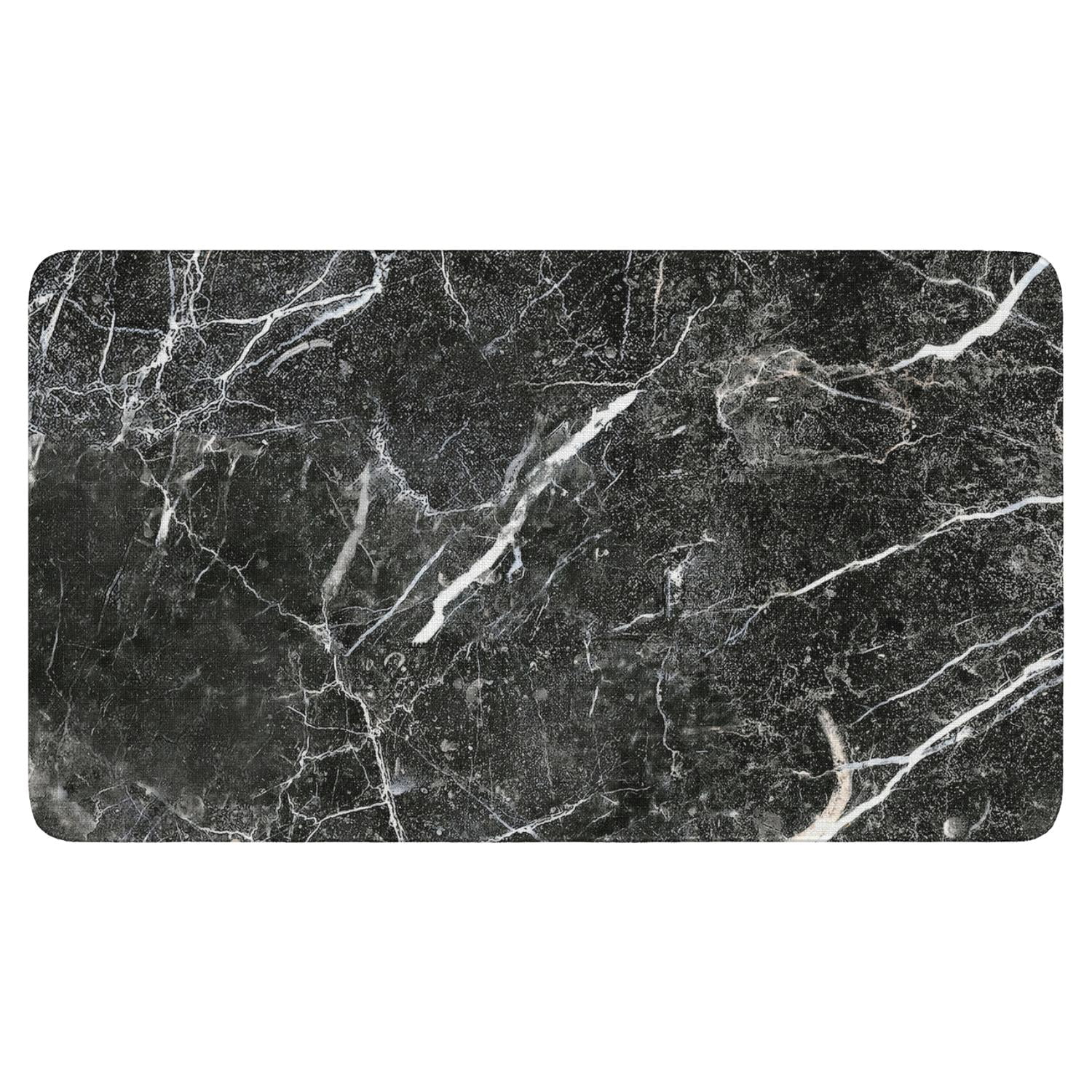 Black Luxury Abstract Door Mat - 17x30 Modern Marble Texture Non-Slip ...