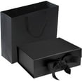 Black Luxury Magnetic Gift Box with Lid, Ribbons and Gift Bag, Medium ...