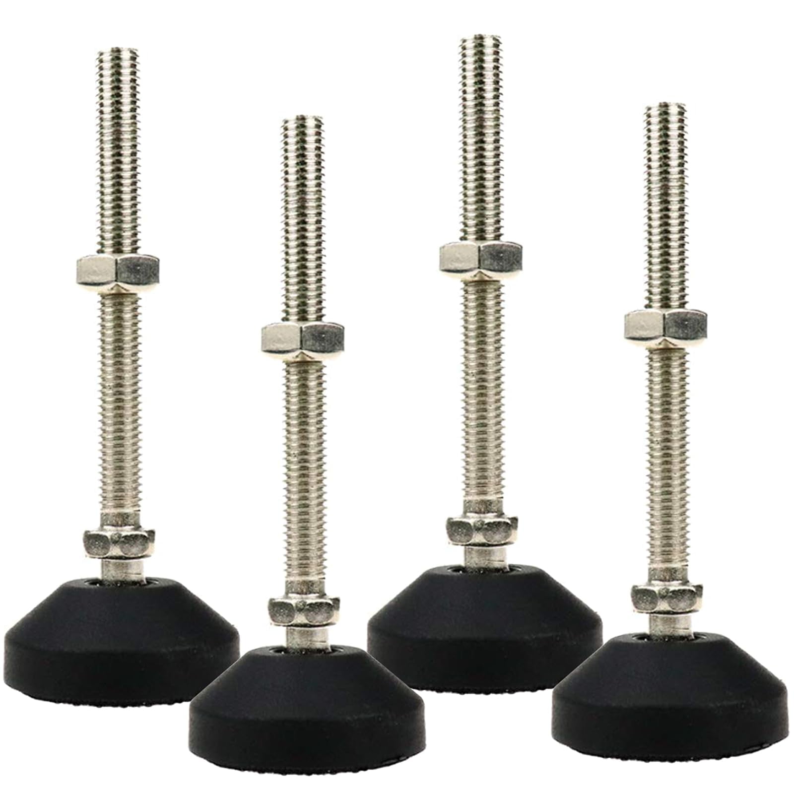 Black M12x50mm Heavy Duty Adjustable Leveling Feet With Rubber Base ...