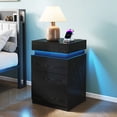 Black MDF Nightstand with Charging Station - 3-Drawer Sliding-Top ...