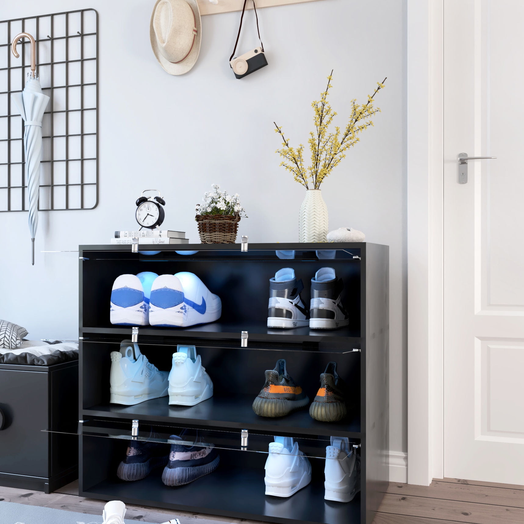Black MDF Shoe Box with RGB Lights / Showcase Shoes and Protect from ...