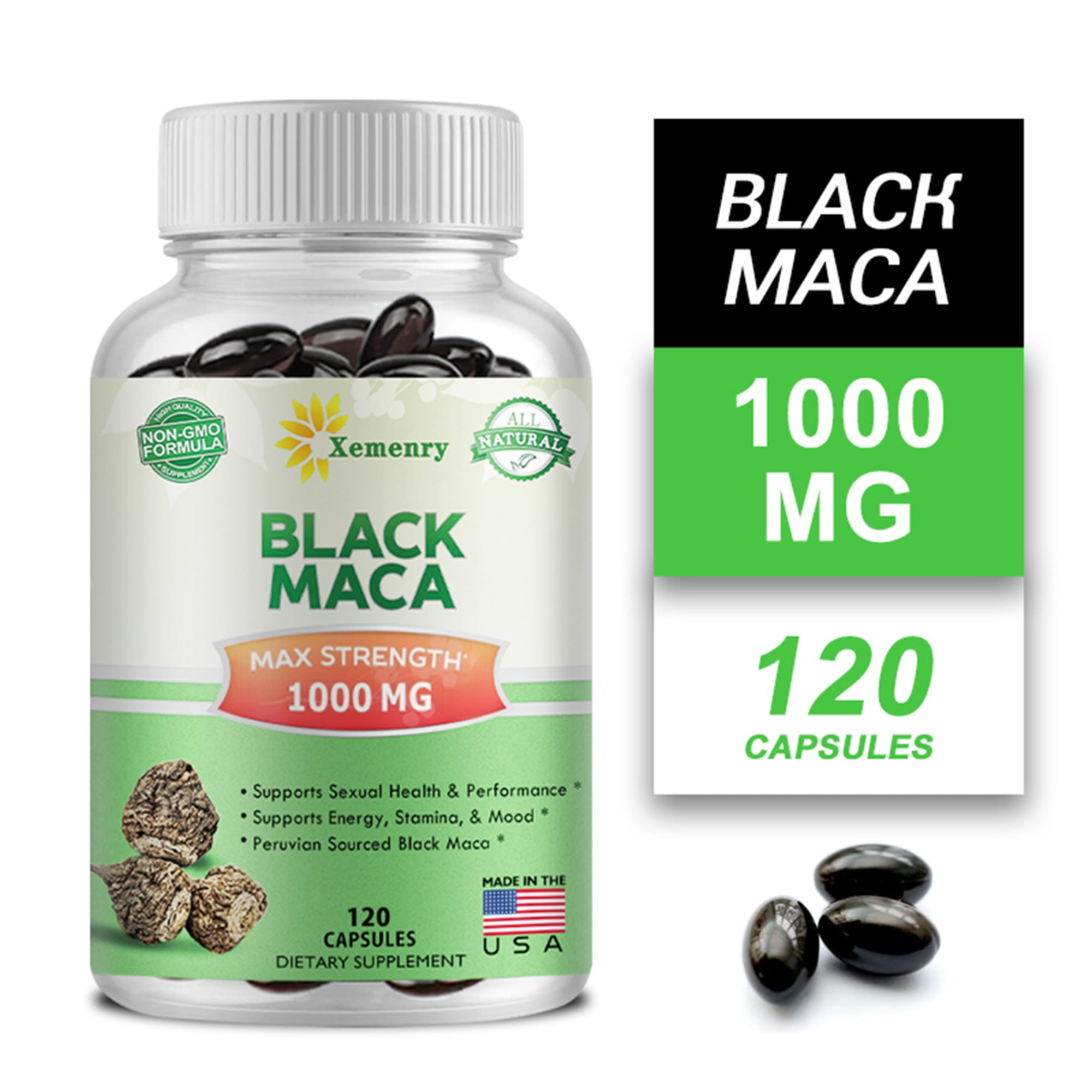 Black Maca 1000mg - Support Men's Health, Enhance Mood and Boost Energy ...