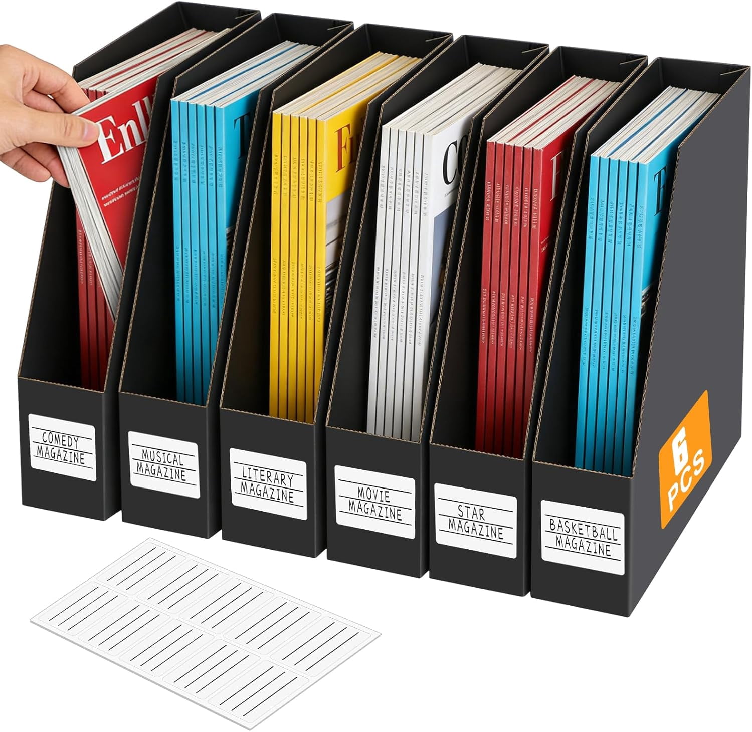 Black Magazine Holder, Cardboard Magazine File Holders, Vertical ...