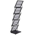 Black Magazine Rack Foldable Newspaper Storage Stand 5-layer Book ...