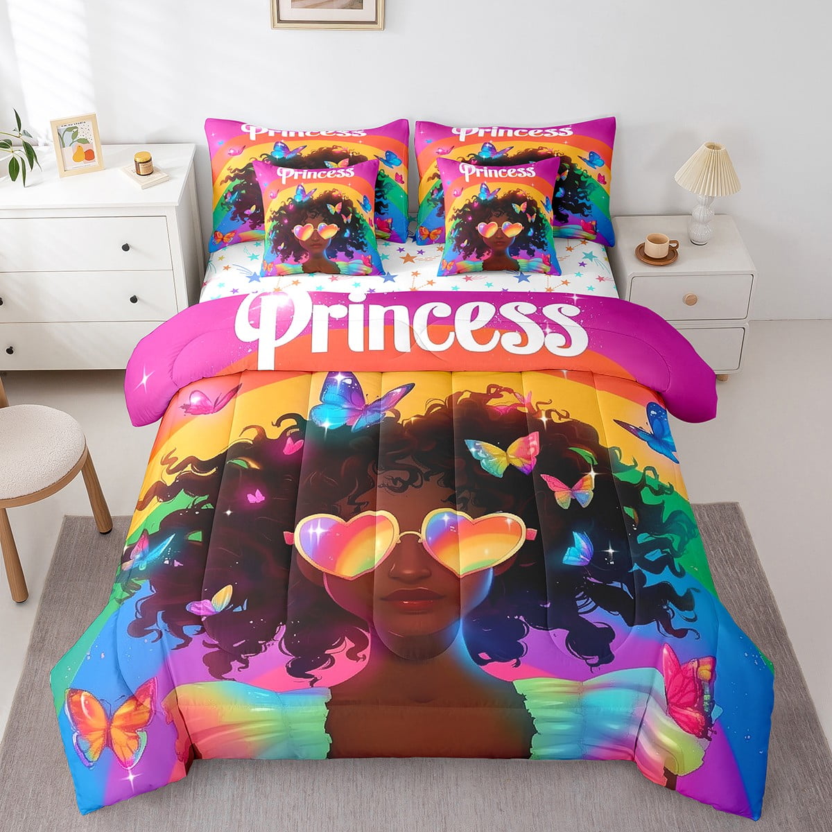 Black Magic Bed in a Bag 7 Piece, Full Bedding Sets Princess Room Decor ...