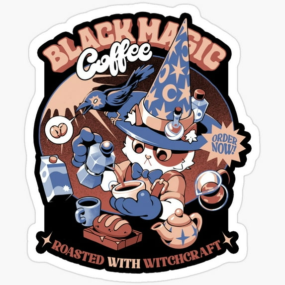 Black Magic Coffee Black Sticker Phone Decal Water Bottle Stickers Car ...