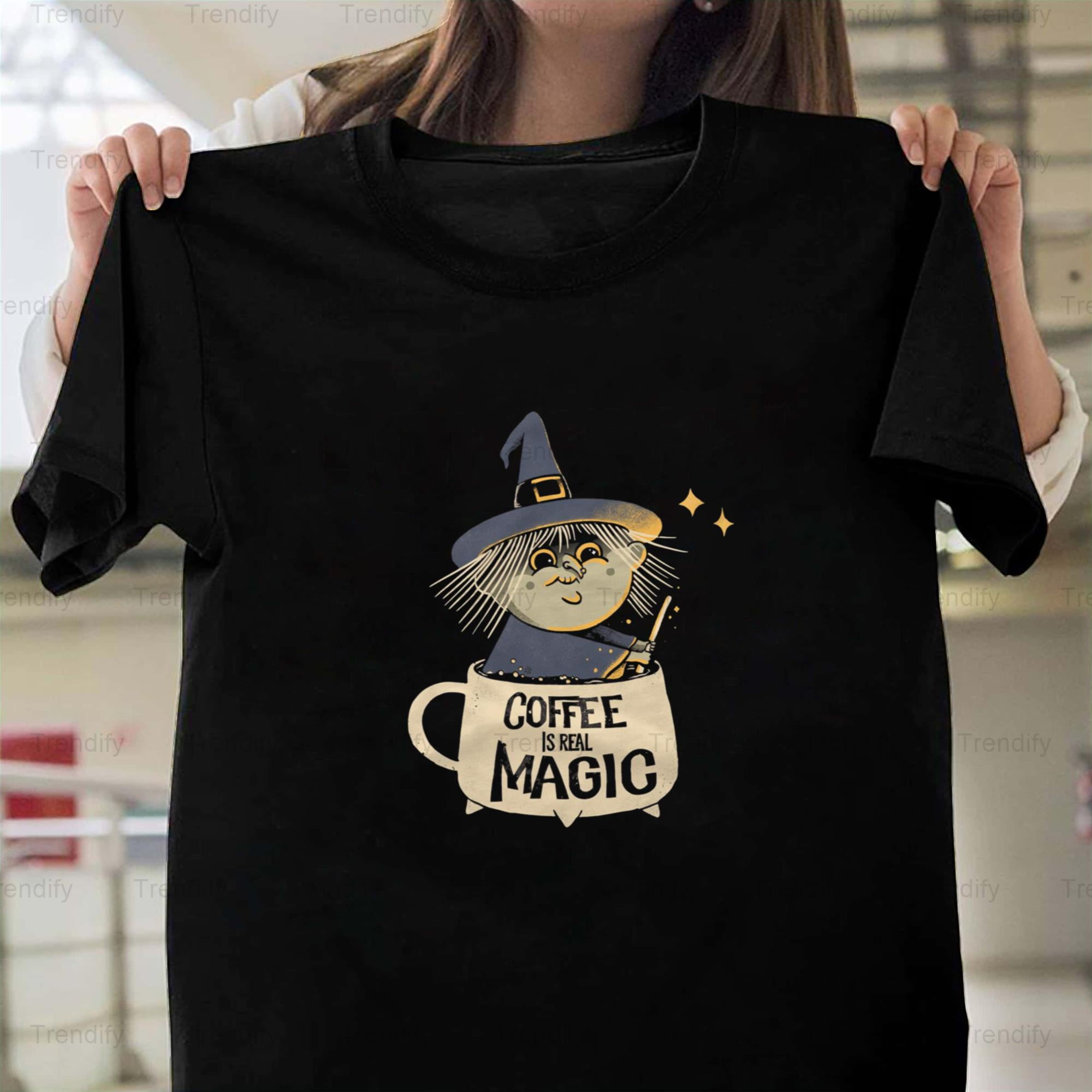 Black Magic Coffee Funny Witchy Caffeine Pun Humor Graphic Unisex T ...