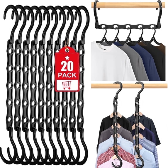 Cozymood Space Saving Hangers, 20 Pack Magic Hangers 5 Holes Sturdy ...