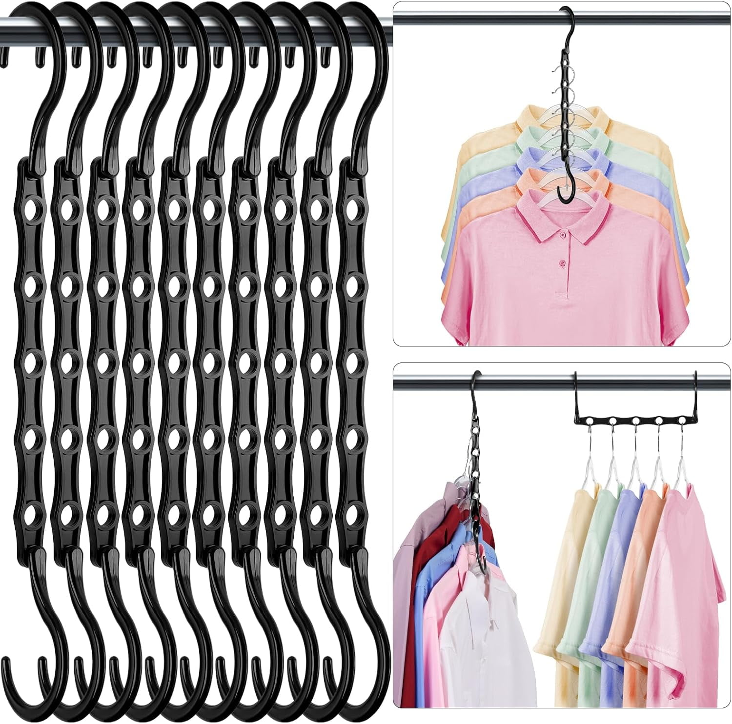 Black Magic Space Saving Hanger Set Of 10 Advanced Intelligent Hooks ...