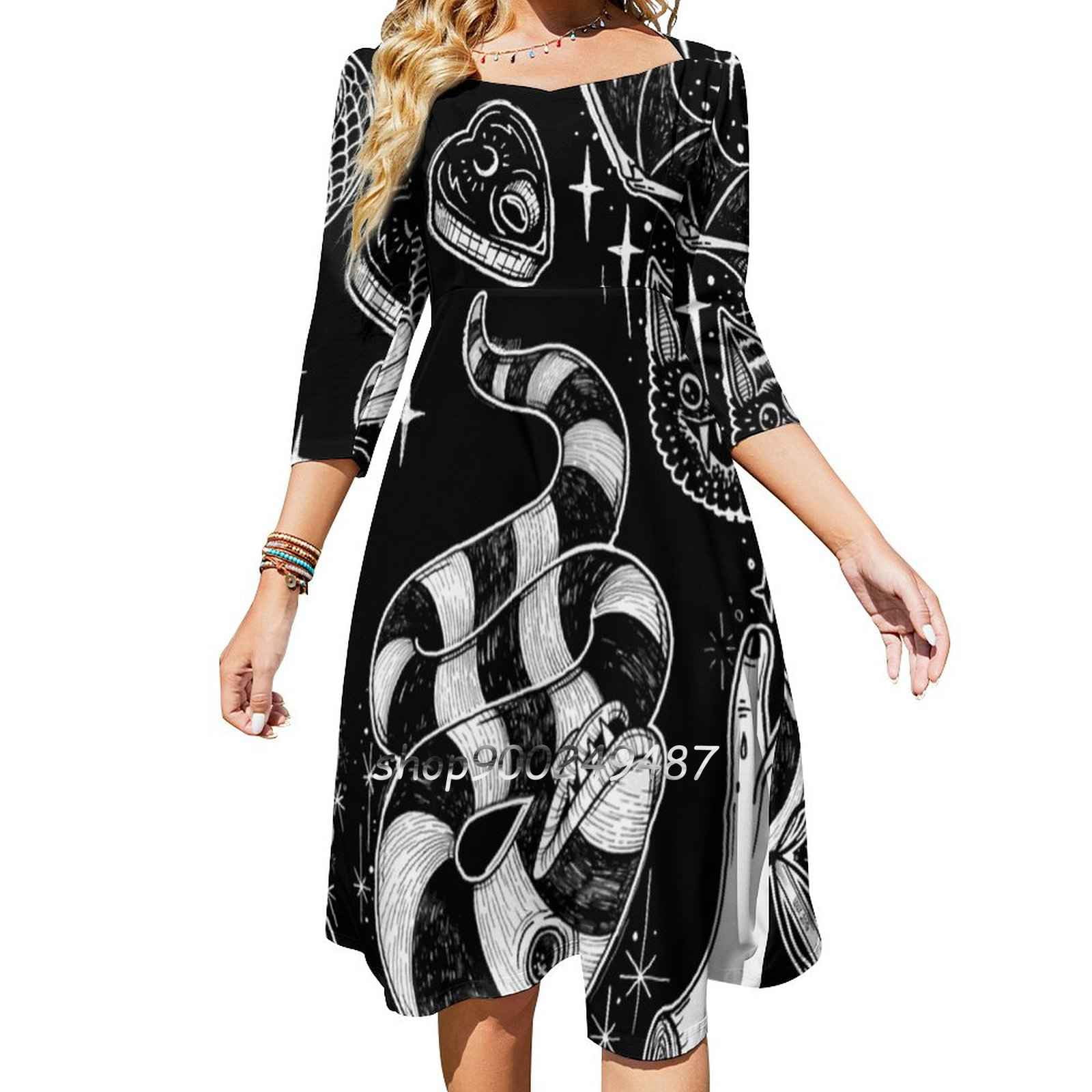 Black Magic Sweetheart Knot Flared Dress Fashion Design Large Size ...