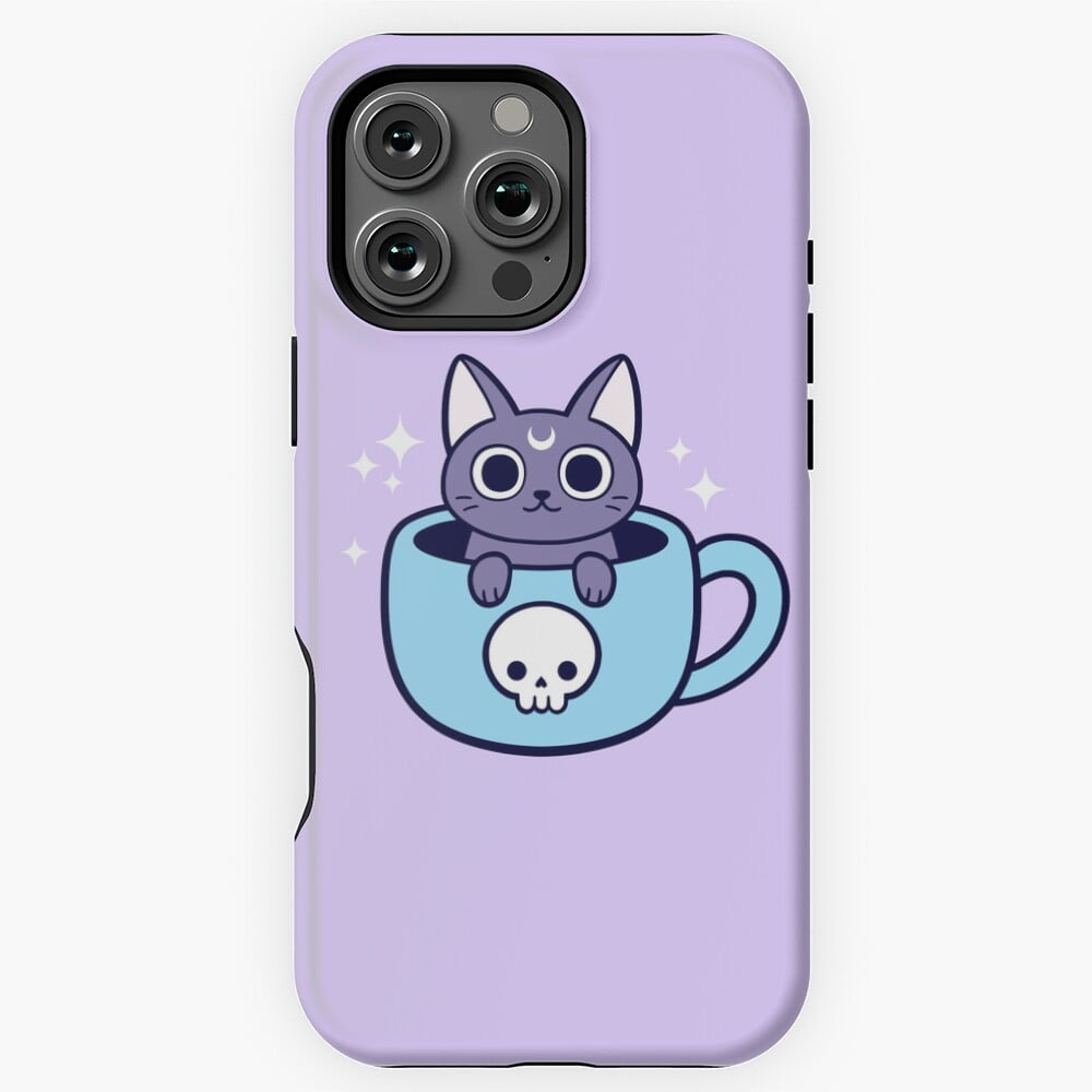 Black Magic Tea Coffee Cat Nikury Phone Case for iPhone 16 15 14 13 12 ...