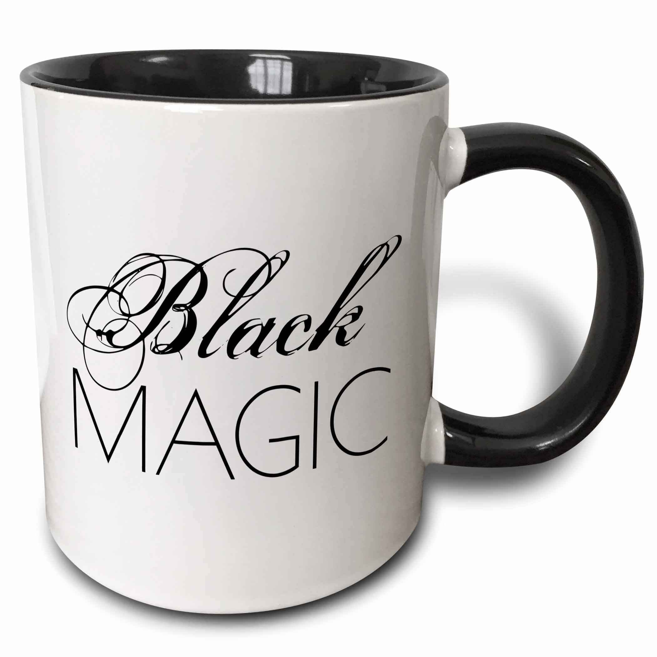 Black Magic decorative elegant text on white background 11oz Two-Tone ...