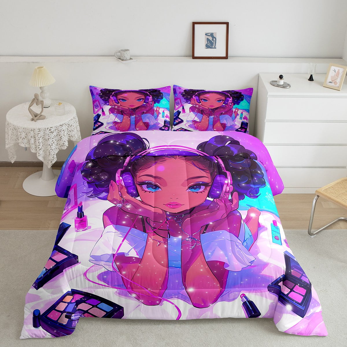Black Magical Bedding Set Twin Size American African Princess Comforter ...