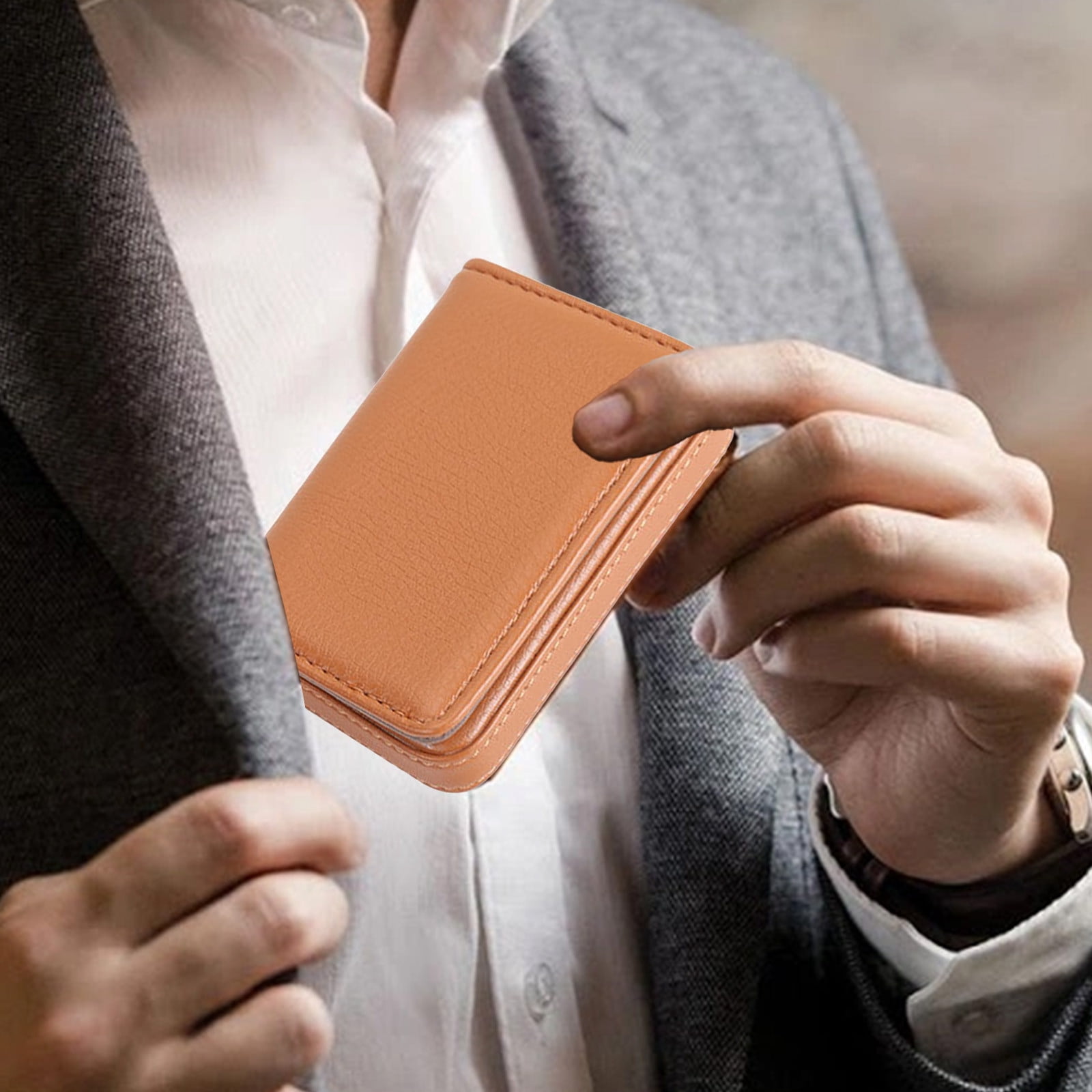 Black Magnetic Business Card Case Wallet, Portable Slim Pocket Card ...