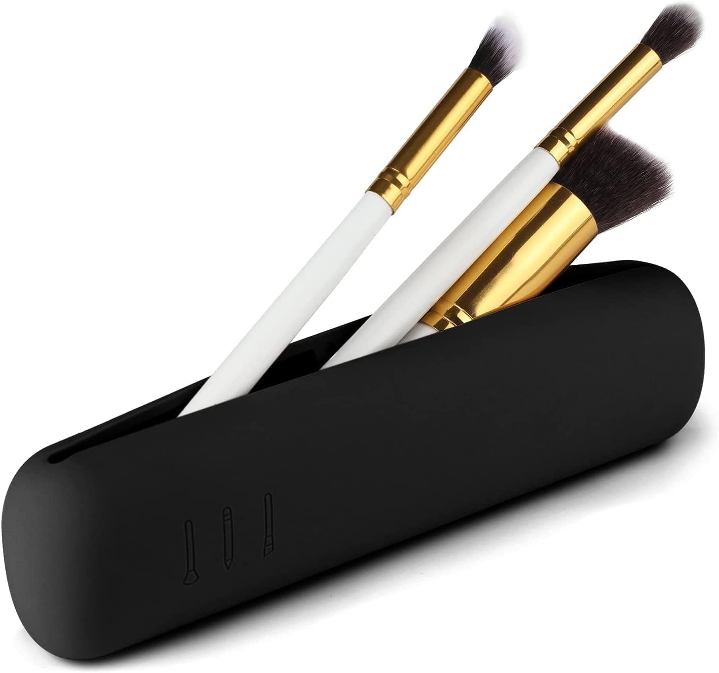 Black Magnetic Closure Makeup Brush Holder - Portable Brush Organizer ...