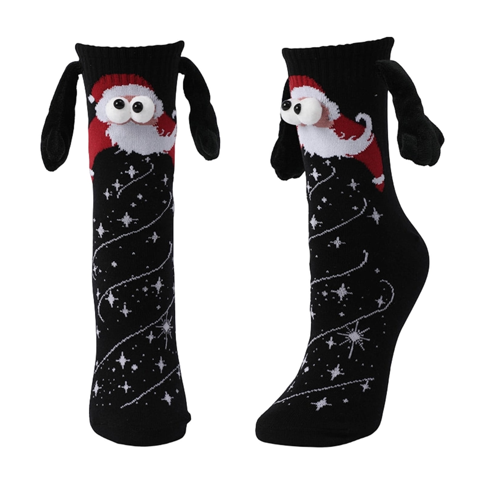 Black Magnetic Couple Socks For Christmas Hand Holding Design Mid Calf ...