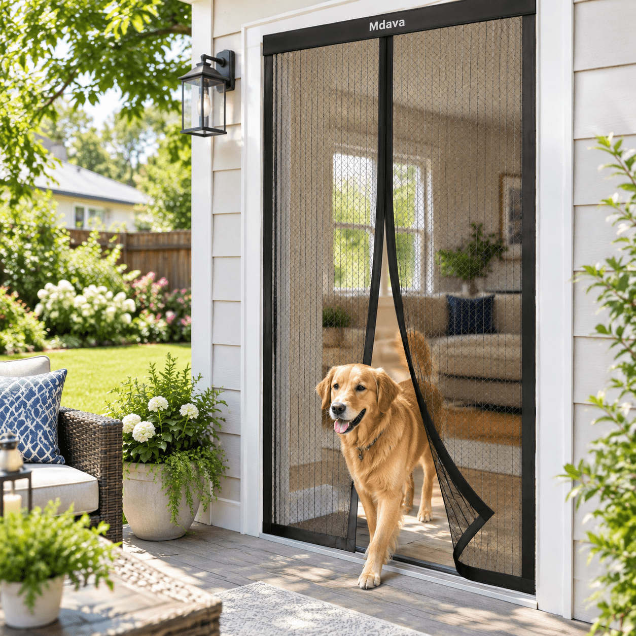 Black Magnetic Screen Door, Fit Door Size 48 x 80 Inch, Pet Friendly ...
