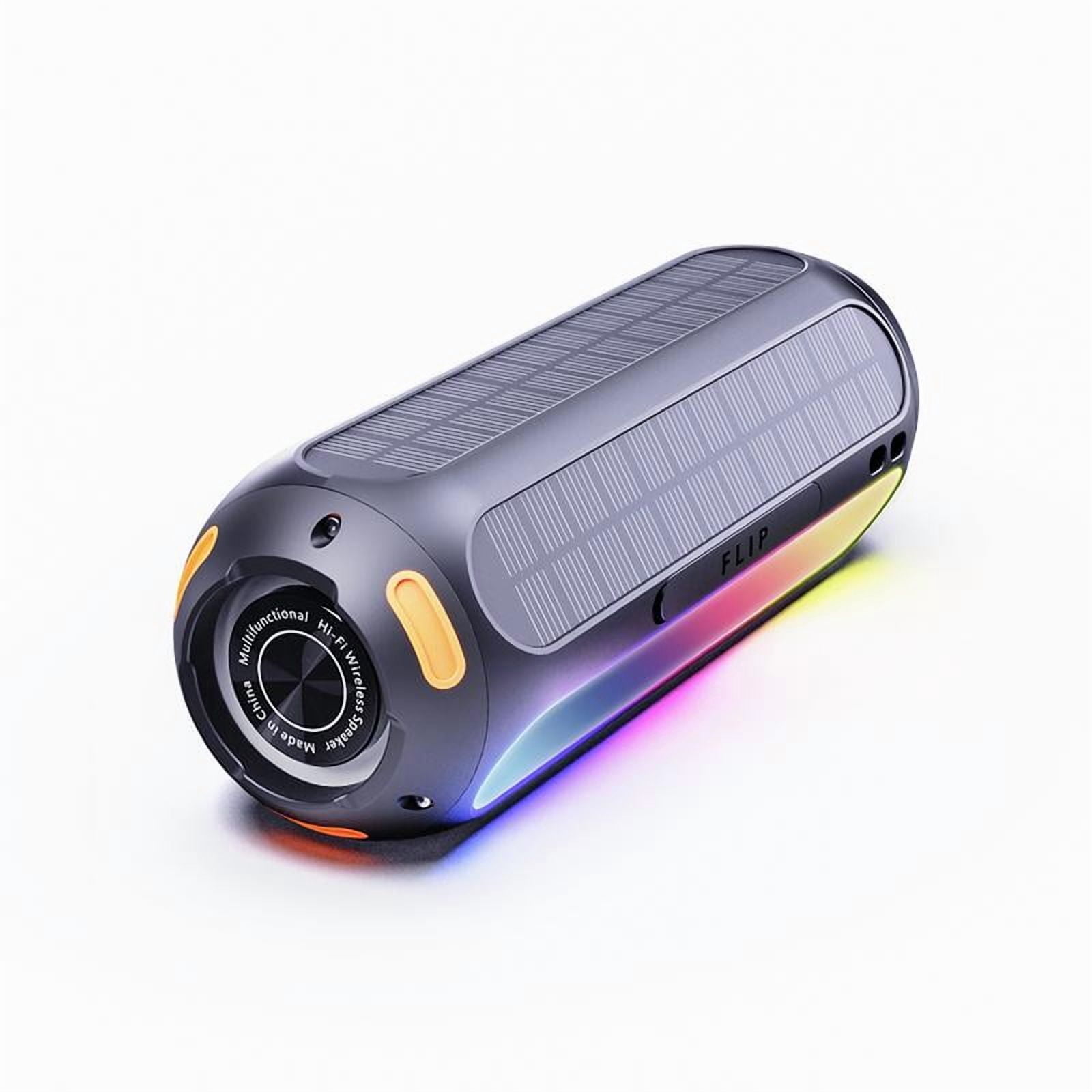 Black Magnetic Solar Charging Bluetooth Speaker, 30W Portable IPX6 Waterproof Outdoor Speaker ...