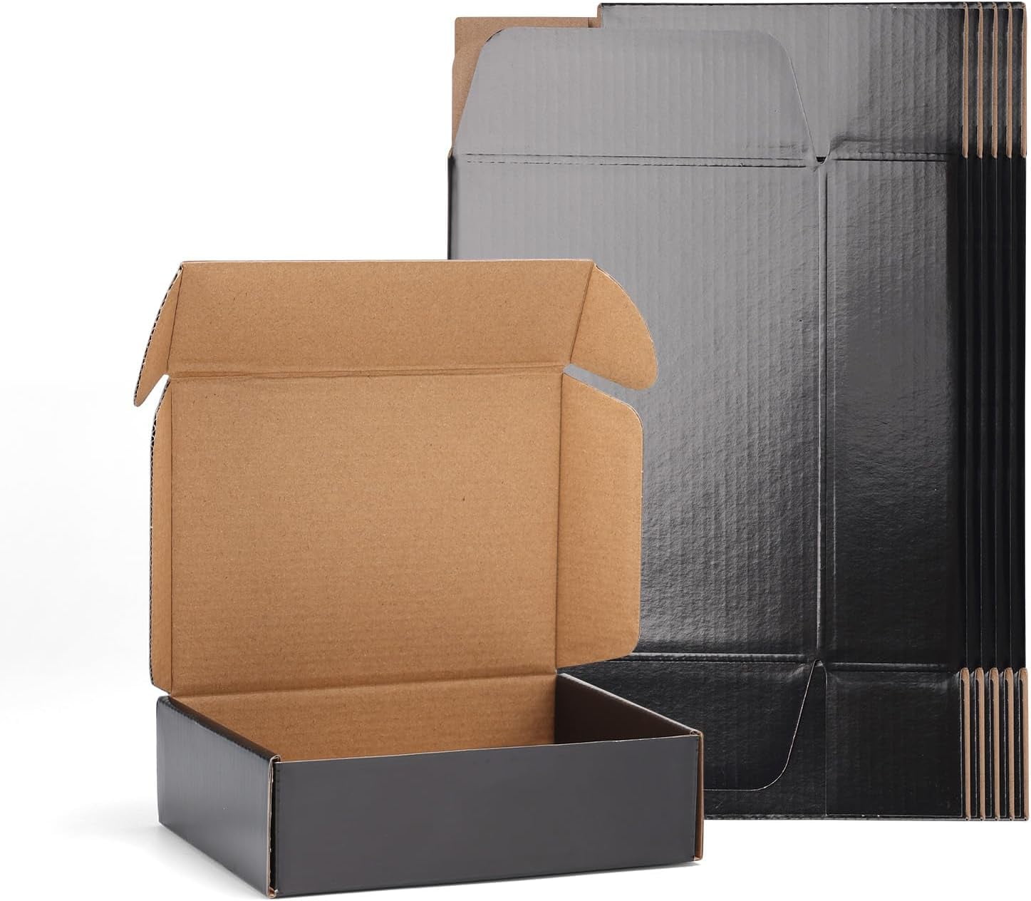 Black Mailer Boxes (Kraft Inside) 12 x 10 x 4" - 25 Pack Black ...