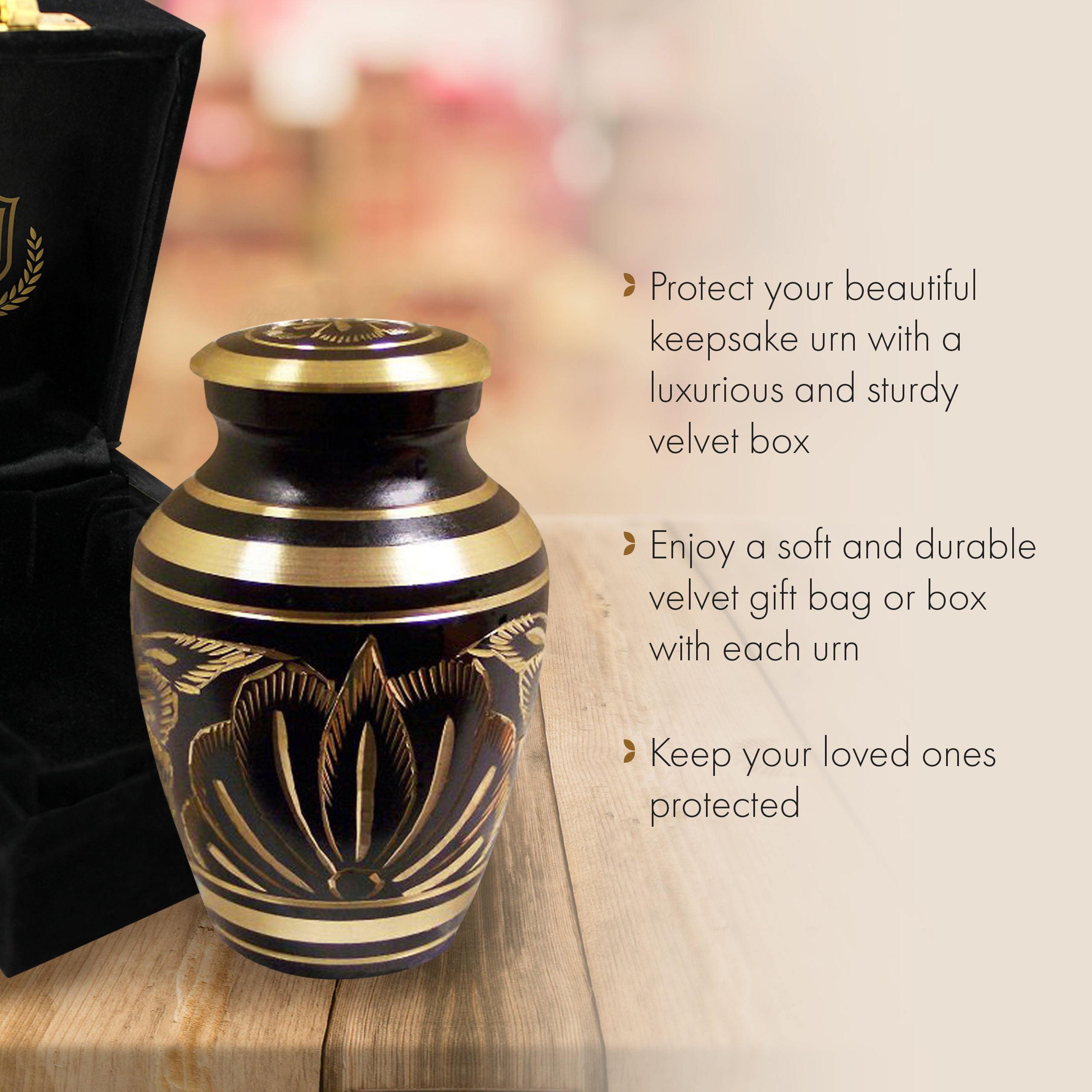 Black Majestic Radiance Cremation Urns for Human Ashes Adult Urns for ...