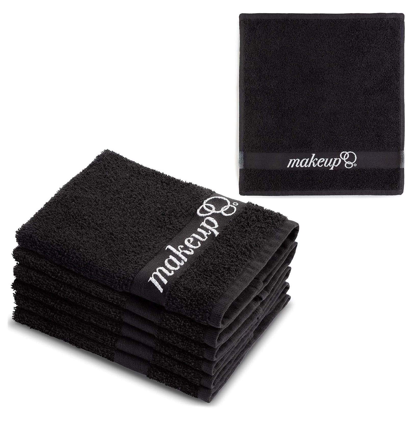 Black Makeup Remover Cloth Towels – Set of 6 Facial Makeup Eraser ...