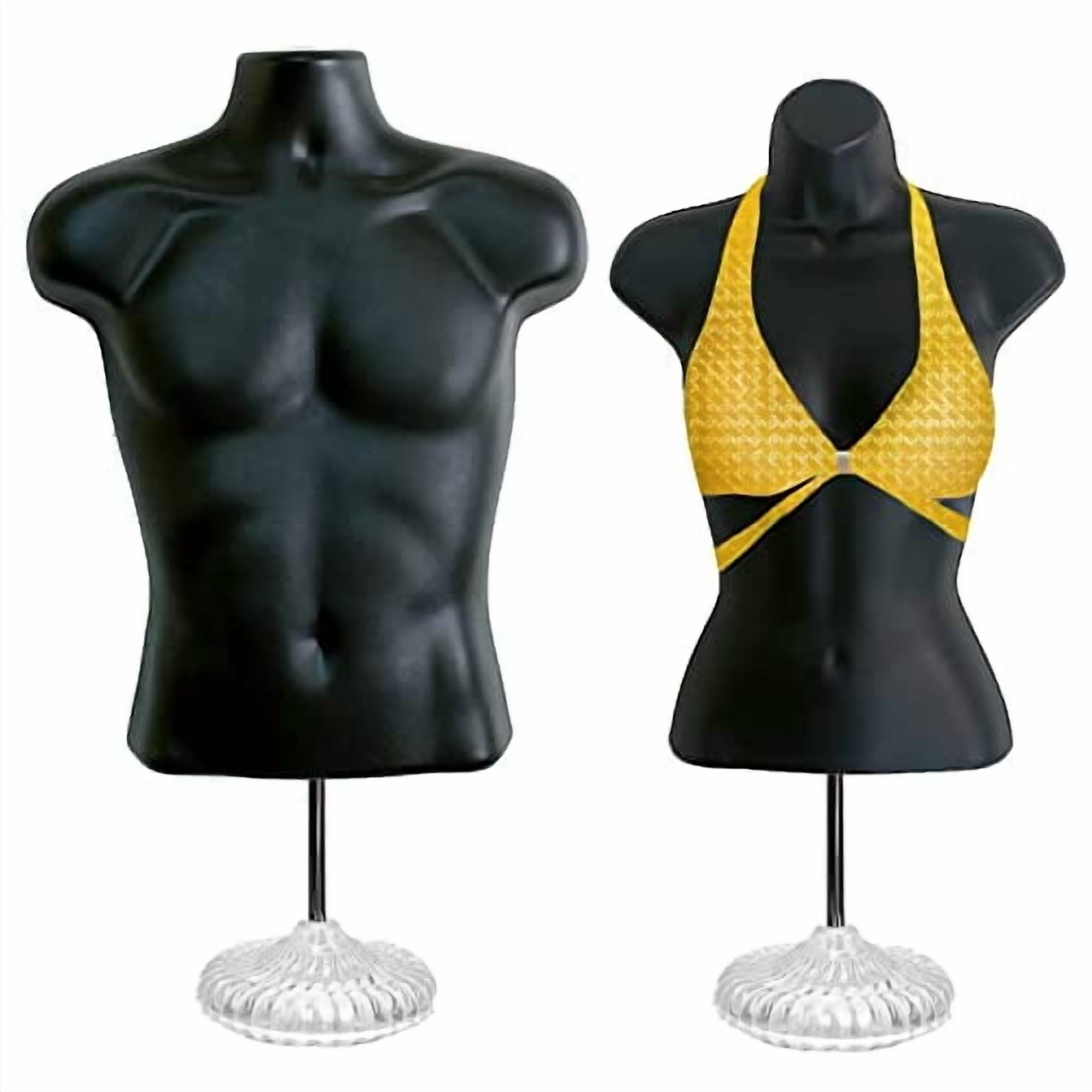 Black Male & Female Hollow Back Mannequin Torso Set w/ Stands with ...