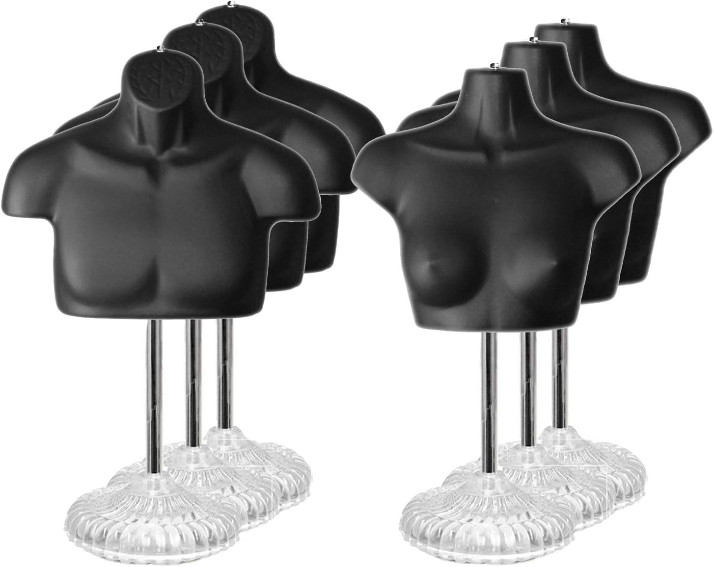 Black Male + Female Mannequin Chest Long Hollow Back Body Torso Set w ...