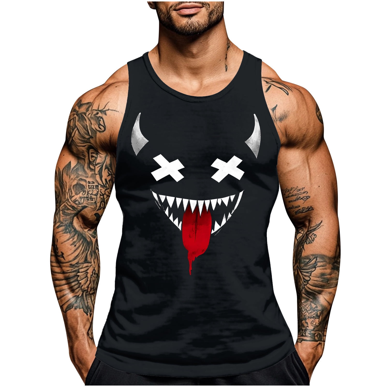 Black Man Crewneck Vests Work Out Athletic Happy Vacation Halloween ...