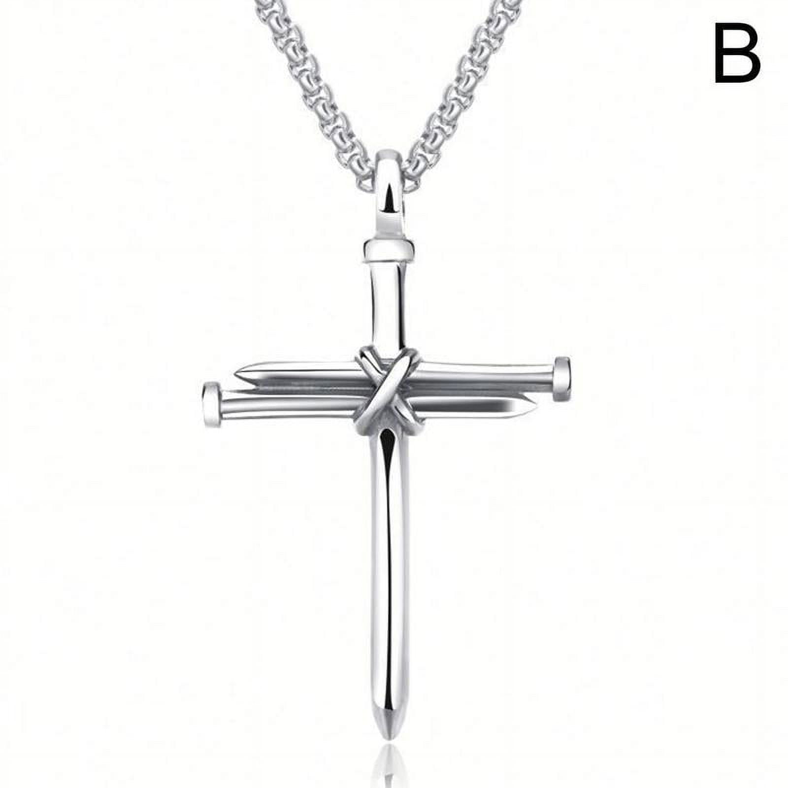 Black Man Fashion Cross Shape Steel Pendant Necklace Deco .New 3W1L ...