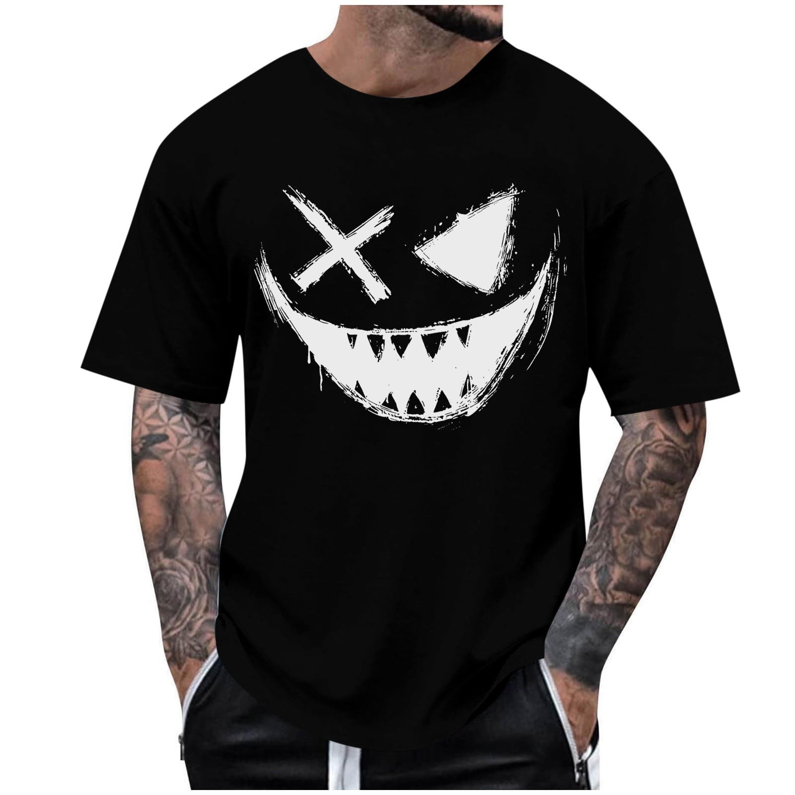 Black Man Funny Tops Skeleton Print Blouses for Mens Short Sleeve Boat ...