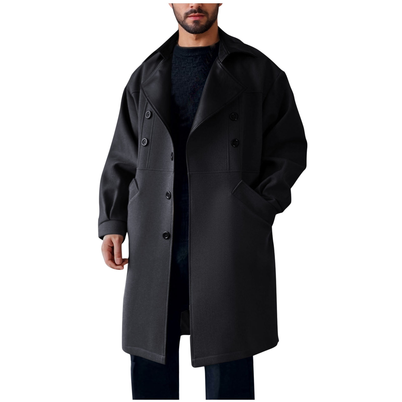 Black Man with Hood Basic Jacket Windbreaker Outfits for Man Long ...