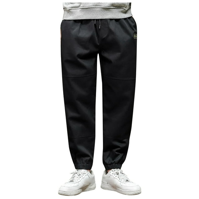 Black Man Loose Fit Pants for Man Work Wild Cargo Sport Gym Hiking Casual Jogger Paperbag ...