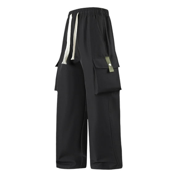 Black Man Lounge Pants for Man Pleated Paperbag Straight Leg Elastic ...