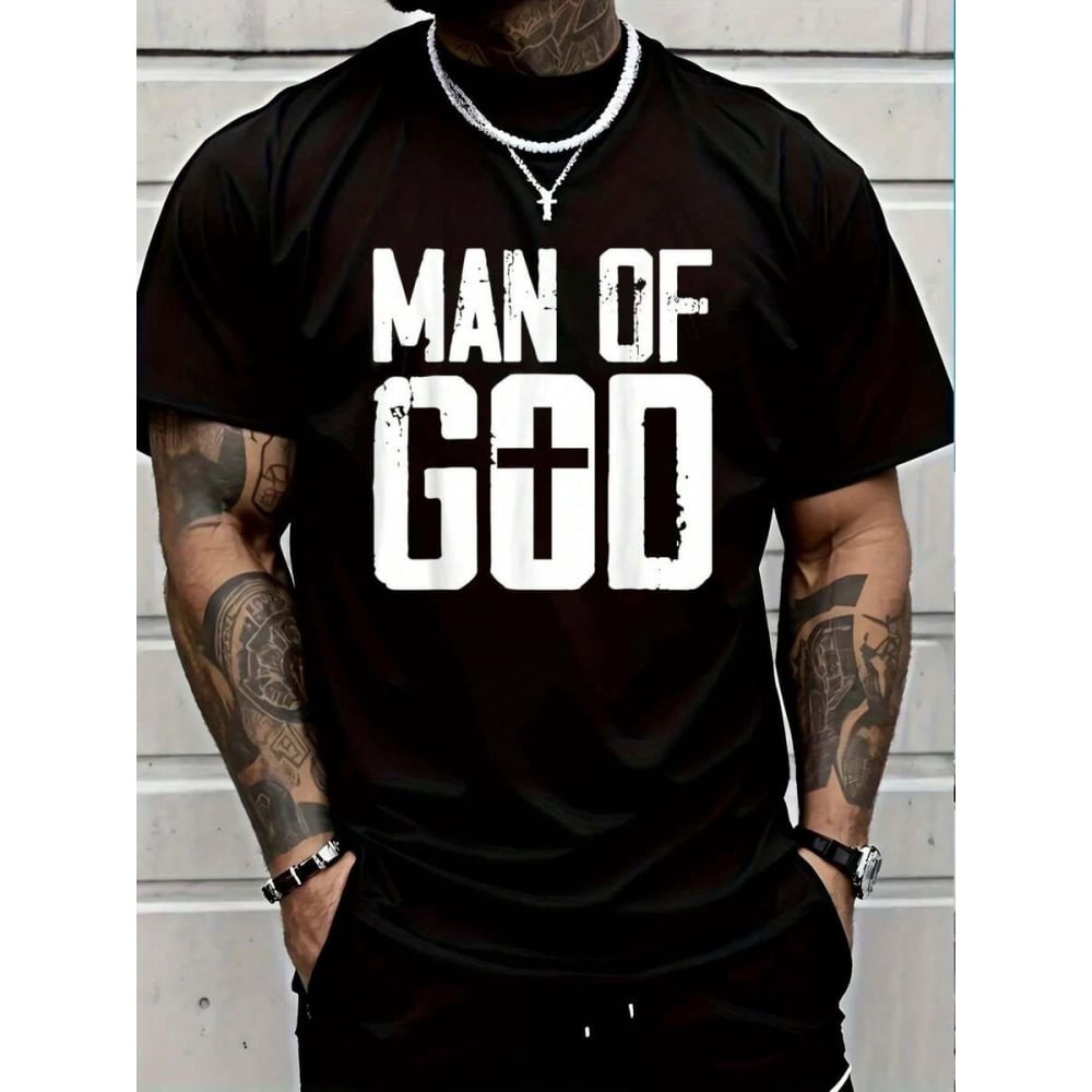 Black Man Of God Graphic Tee For Men Crew Neck Cotton T-Shirt - Walmart.com
