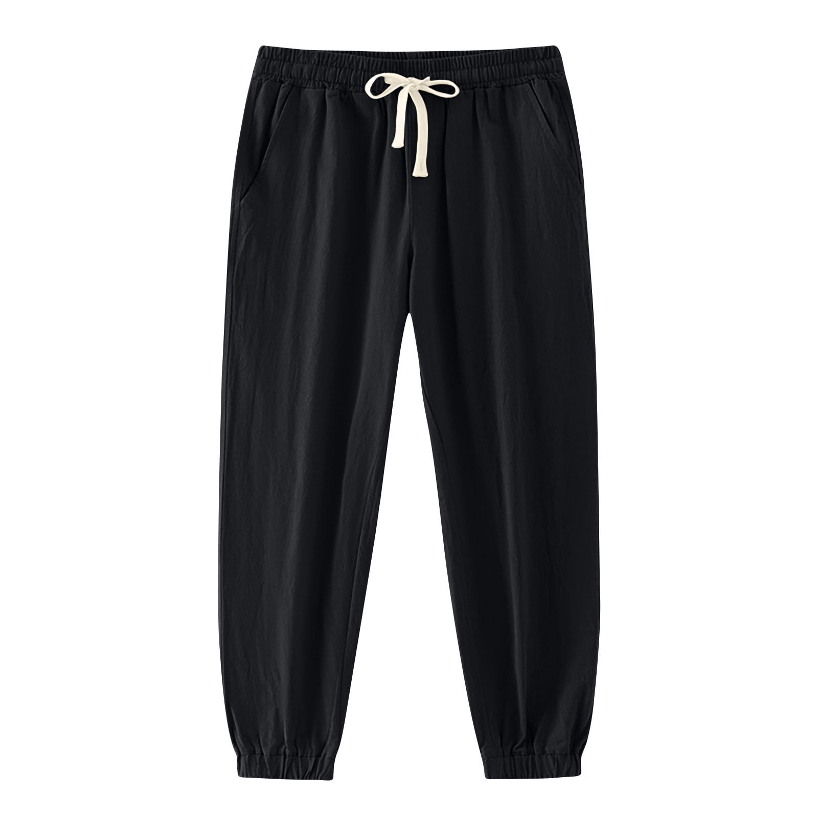 Black Man Pants for Man Faux Gauze Linen Sport Gym Happy Holiday Gift ...