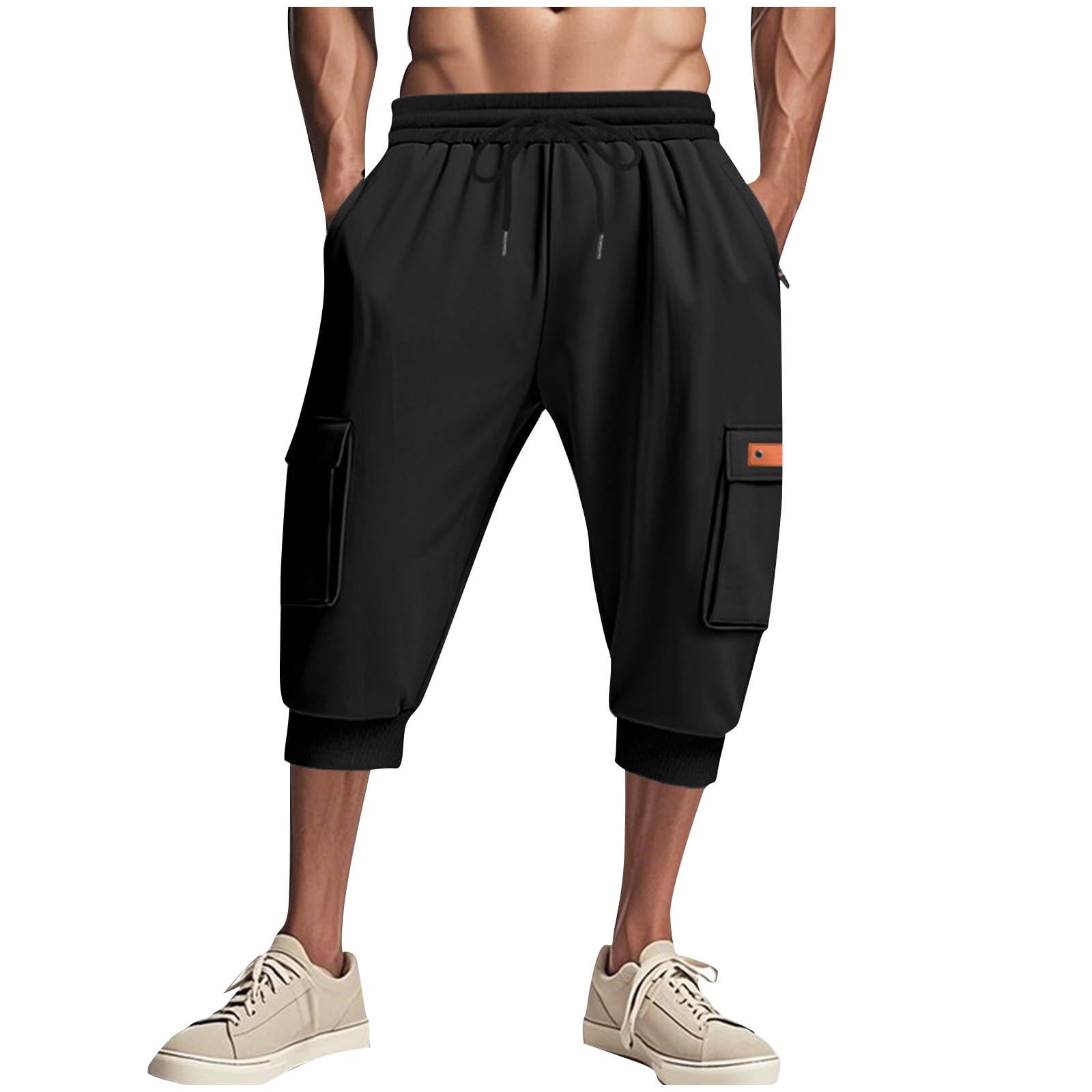 Black Man Pants Shorts for Man Going Out Capri Pleated High Cut ...
