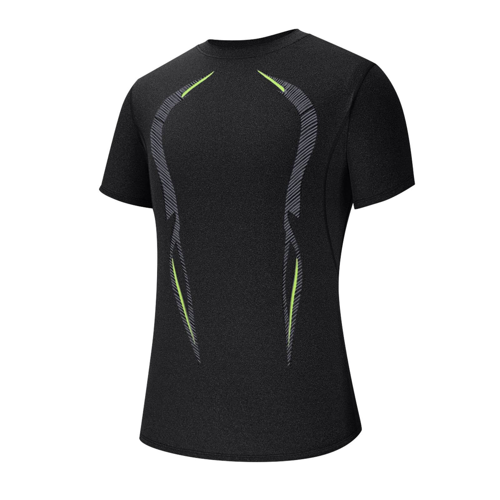 Black Man Plain Tops Blouses for Mens Short Sleeve Crew Neck Spandex ...