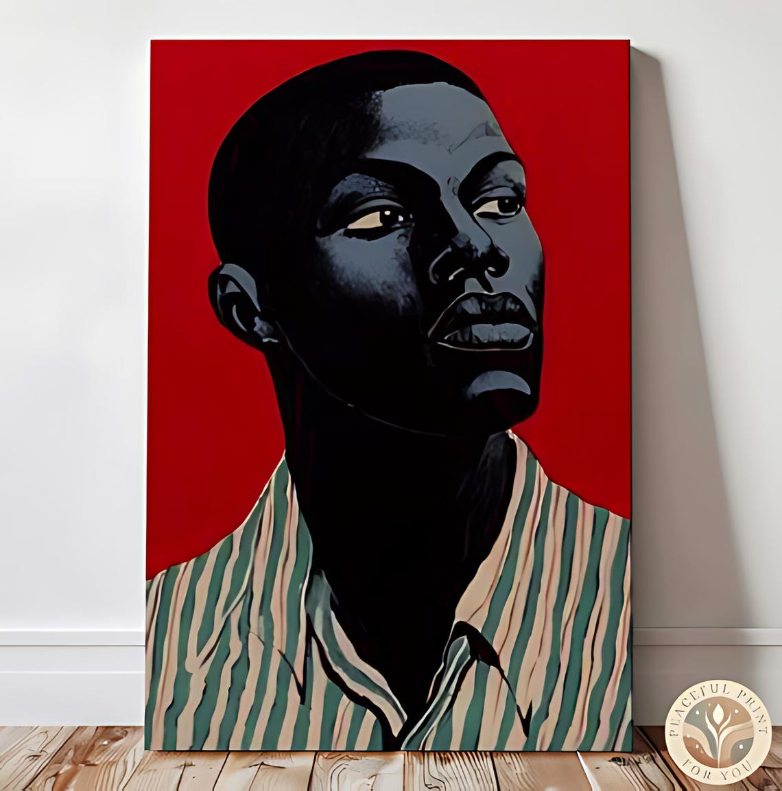 Black Man Portrait Art Modern African American Wall Art, Red And Green ...