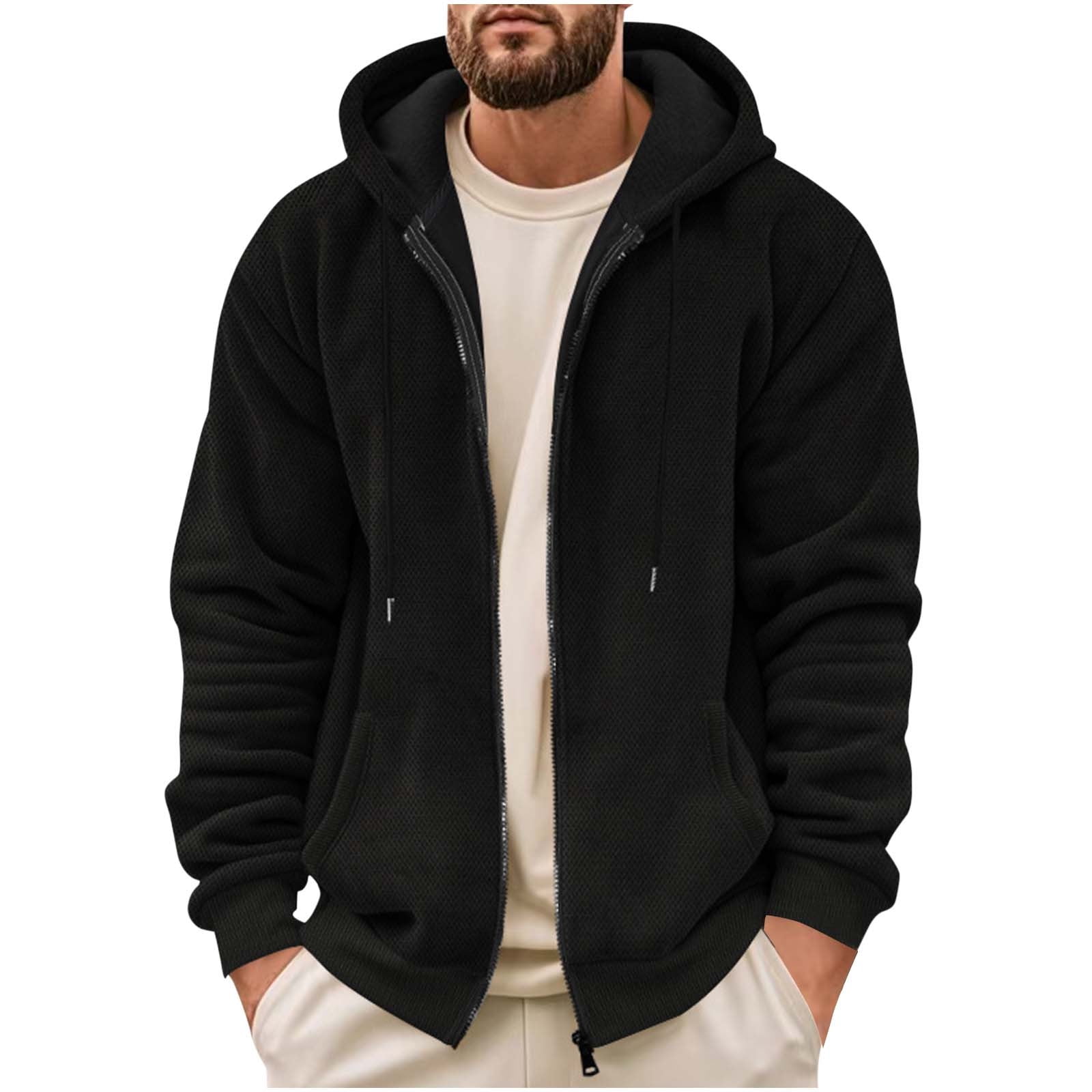 Black Man Spandex Casual Zip Up Jackets Hoods Outfit for Mens Long ...