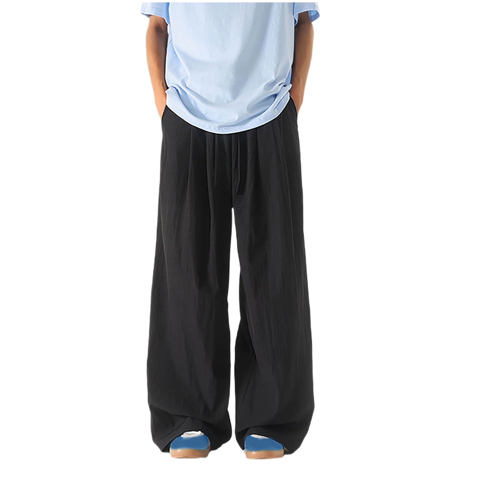 Black Man Trousers Pants for Man Workout Gym Casual Jogger Pleated ...