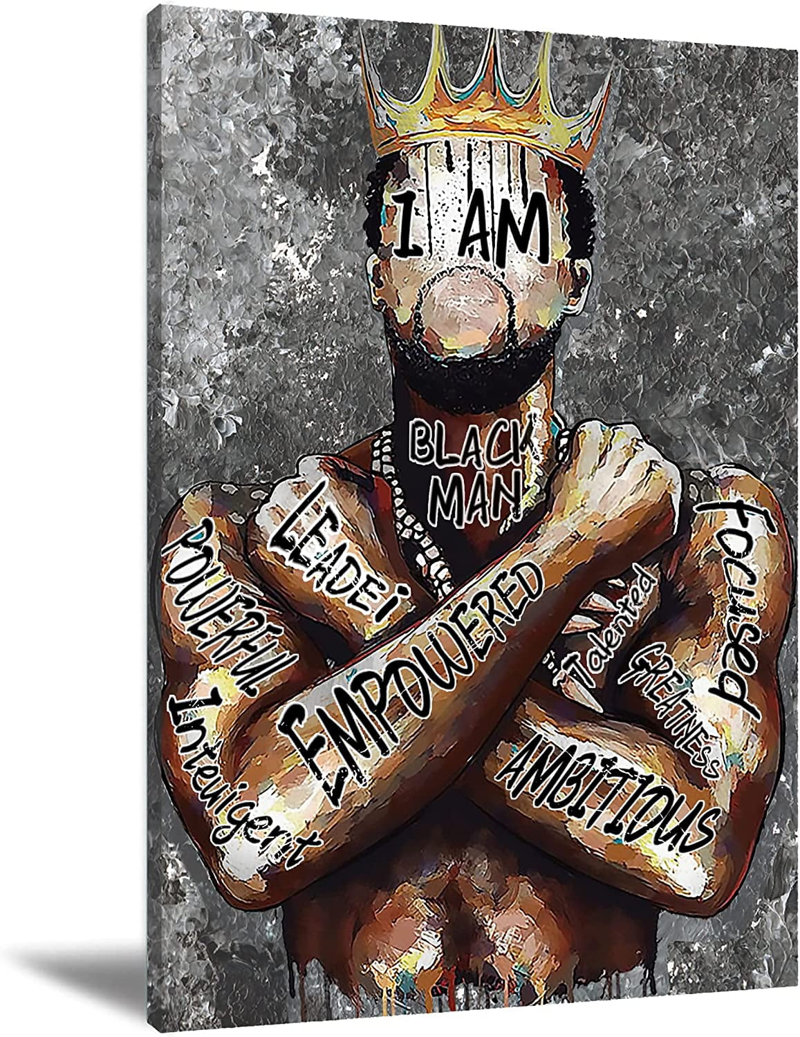 Black Man Wall Art African American Wall Art Decorations For Bedroom Decor Afro King Poster ...