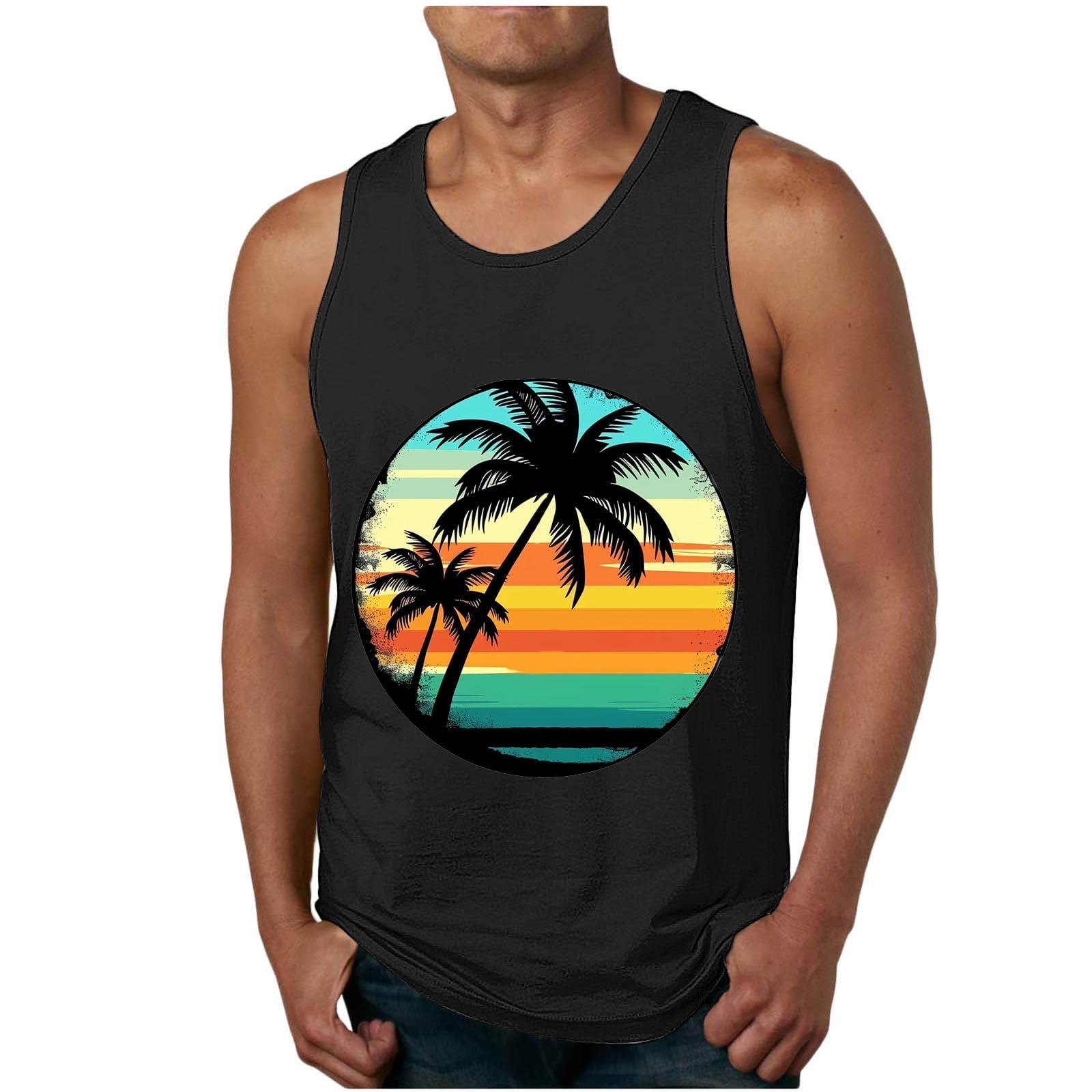 Black Man Work Out Gym Beach Brunch Running Vests Sleeveless Vest Tops ...
