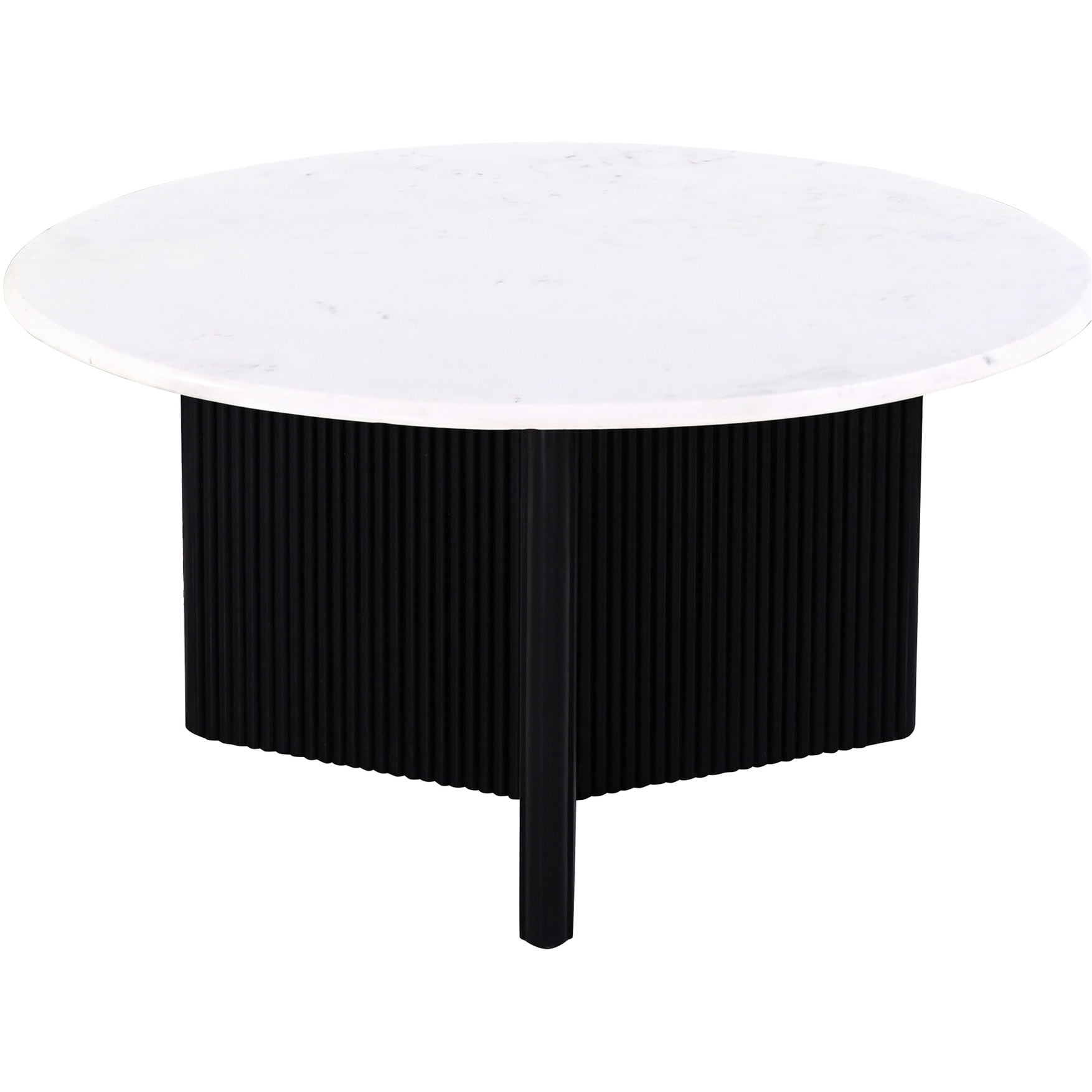 Black Mango Wood Pedestal - 31-inch Round Marble Coffee Table for ...