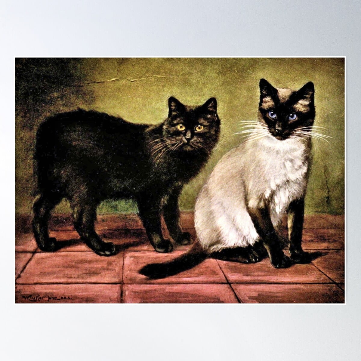 Black Mank And Royal Siamese Cat Poster Wall Art, Modern Wall Decor For ...
