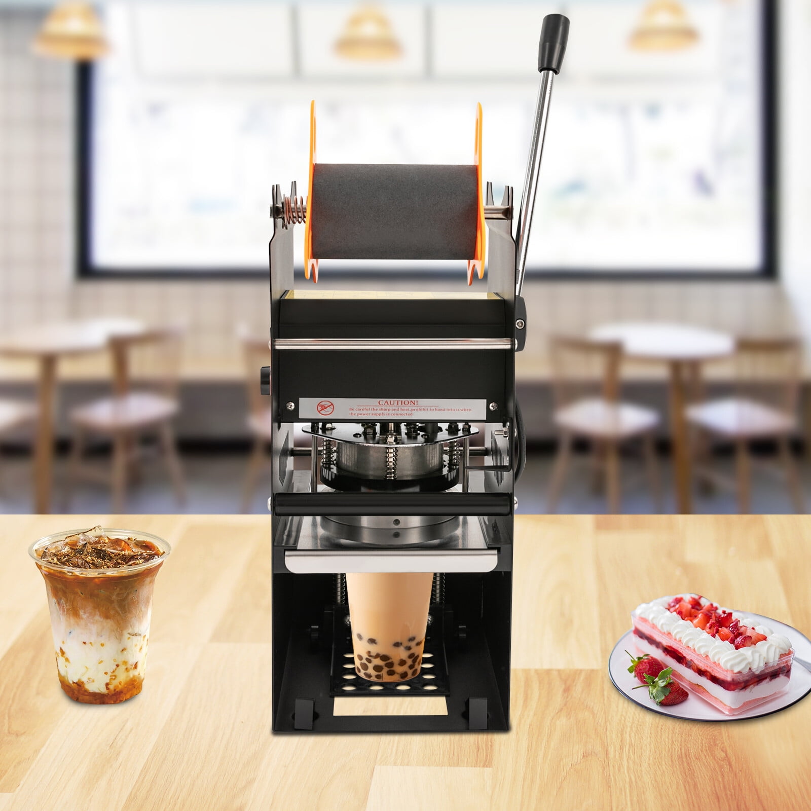 Black Manual Cup Sealer Machine 300W Plastic Sealing Machine WY-802F ...
